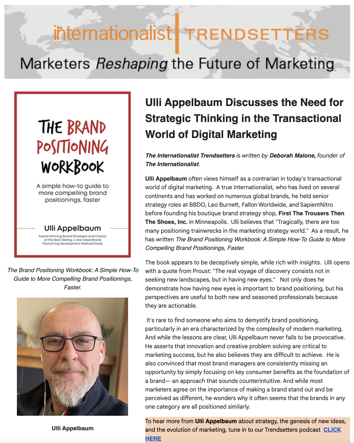 Ulli Appelbaum Discusses the Need for Strategic Thinking in the ...